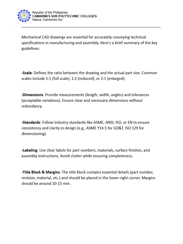 Guidelines-in-Mechanical-CAD-drawing.docx | PDF
