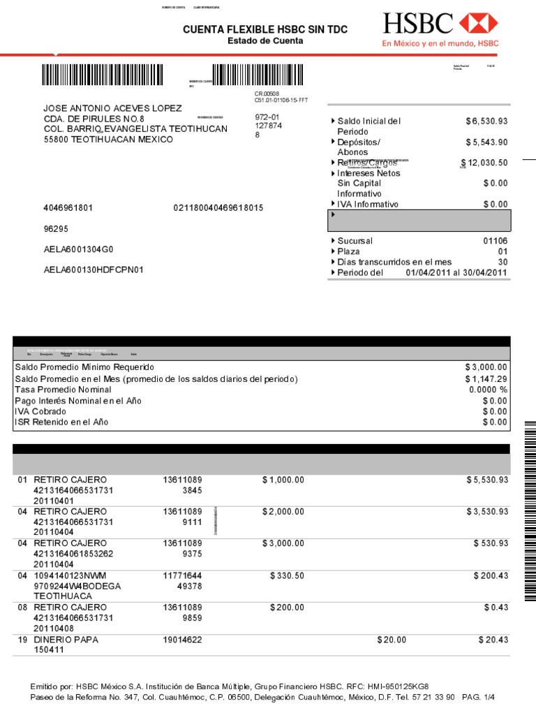 Resumen De Tu Cuenta Flexible Hsbc Sin Tdc | Internet | Business