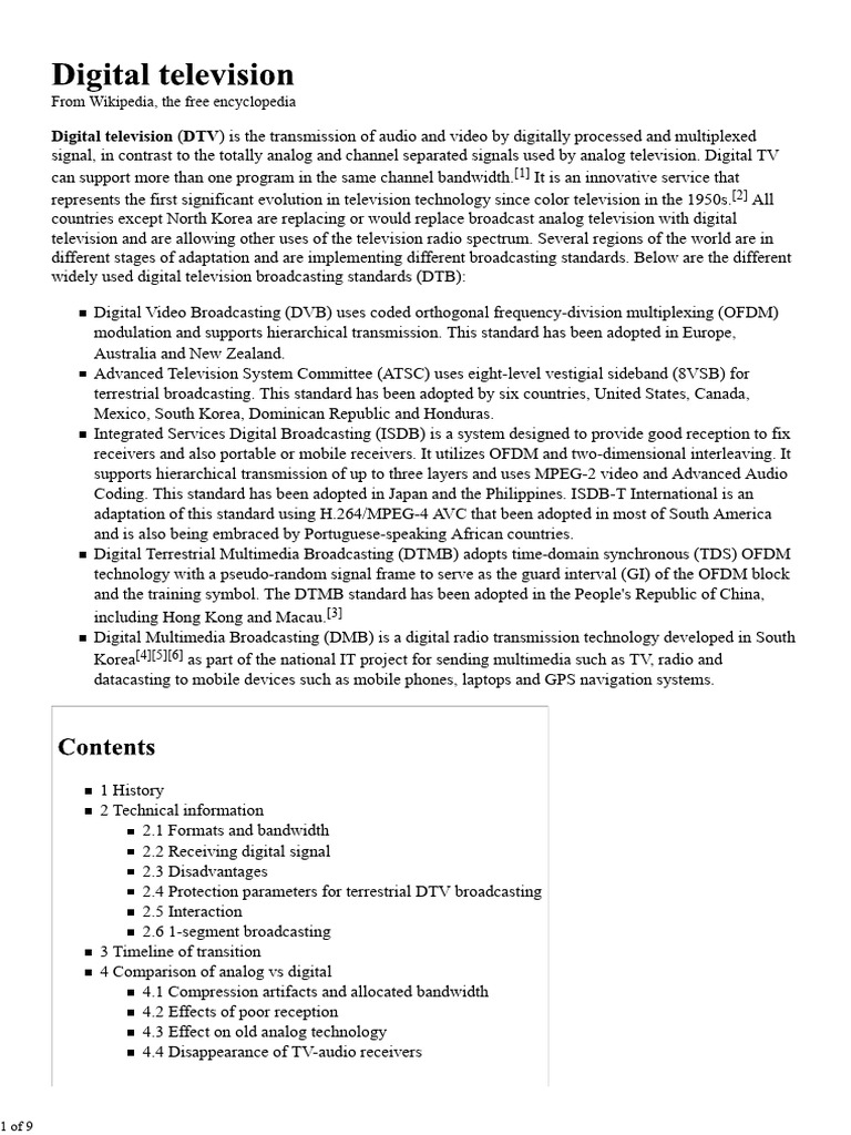 Digital Television - Wikipedia, The Free Encyclopedia | PDF | Digital ...