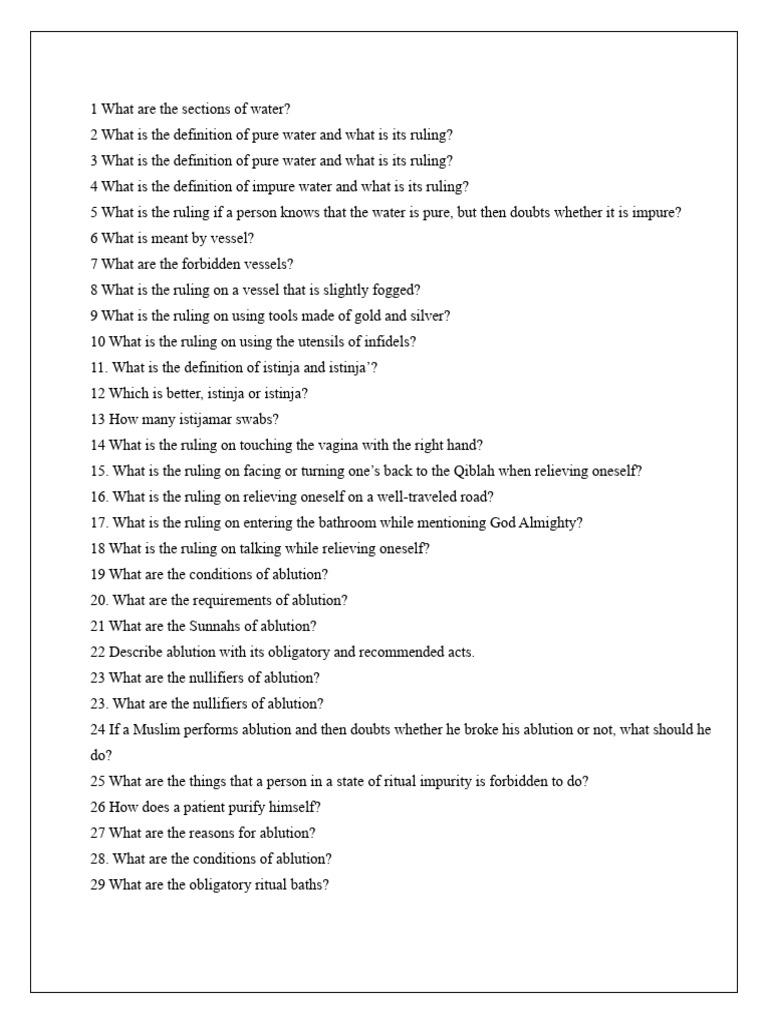 Water Purity and Ablution Rulings | PDF | Abrahamic Religions