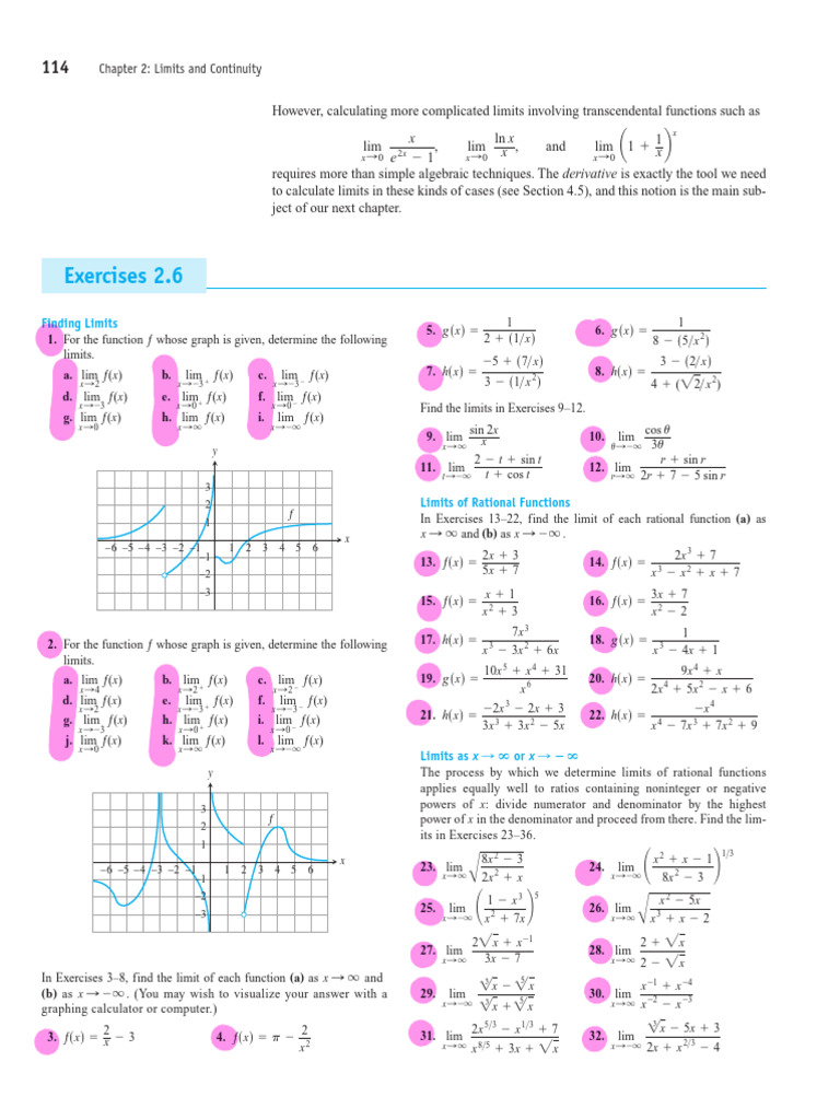 Calculus: Limits and Continuity Exercises | PDF | Asymptote | Function (Mathematics)
