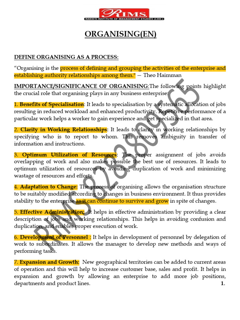 ORGANISING(EN) | PDF | Business | Social Psychology