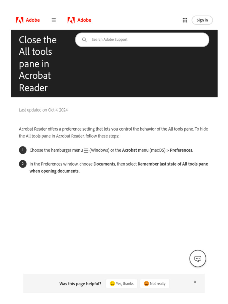 Permanently Close The Tools Pane in Acrobat Reader | PDF | System ...