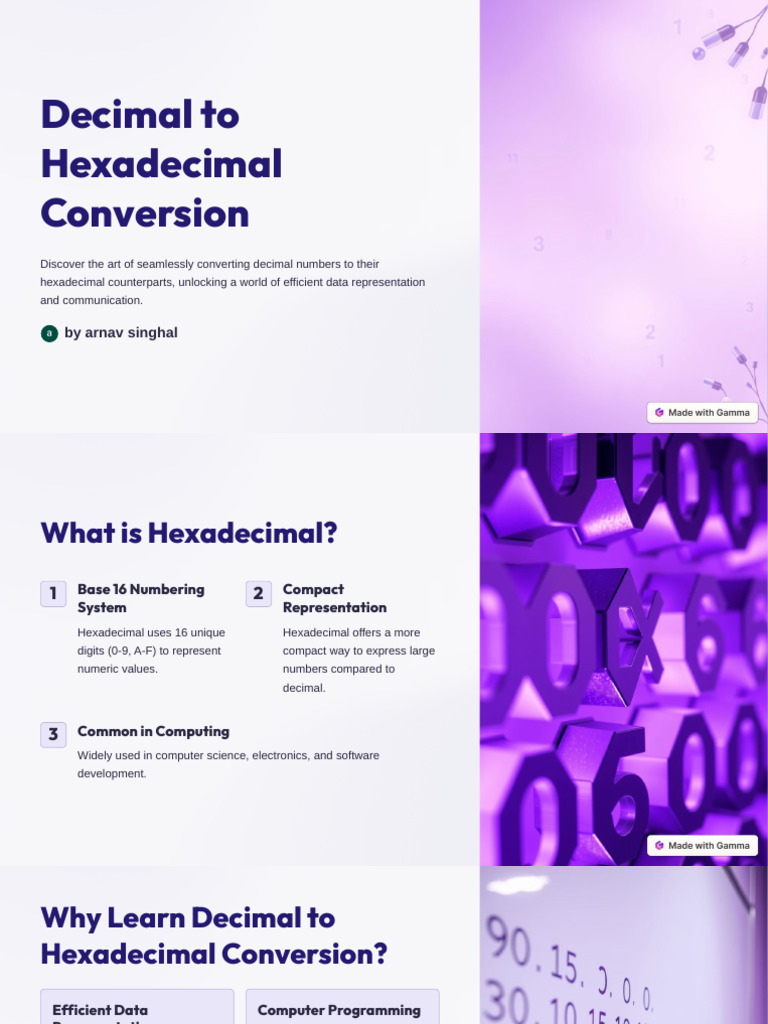 Decimal To Hexadecimal Conversion | PDF | Arithmetic | Computing