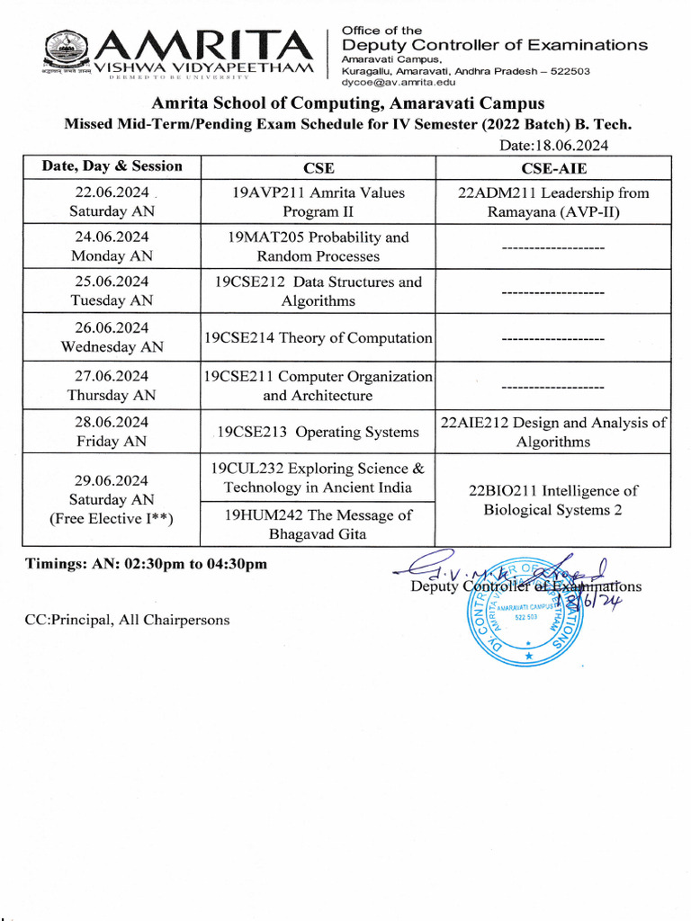 2022_Batch_Missed_Mid_Term_Exam_Schedule | PDF | Applied Mathematics | Computing