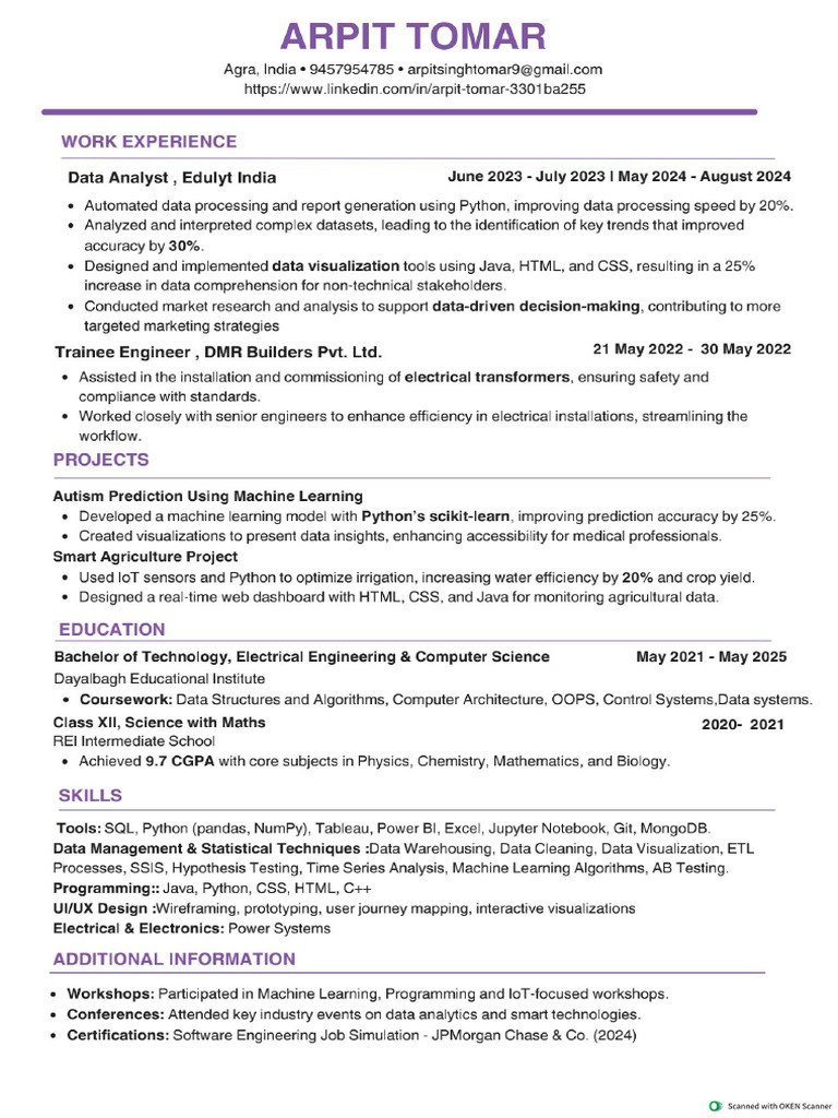 Arpit Tomar Resume | PDF