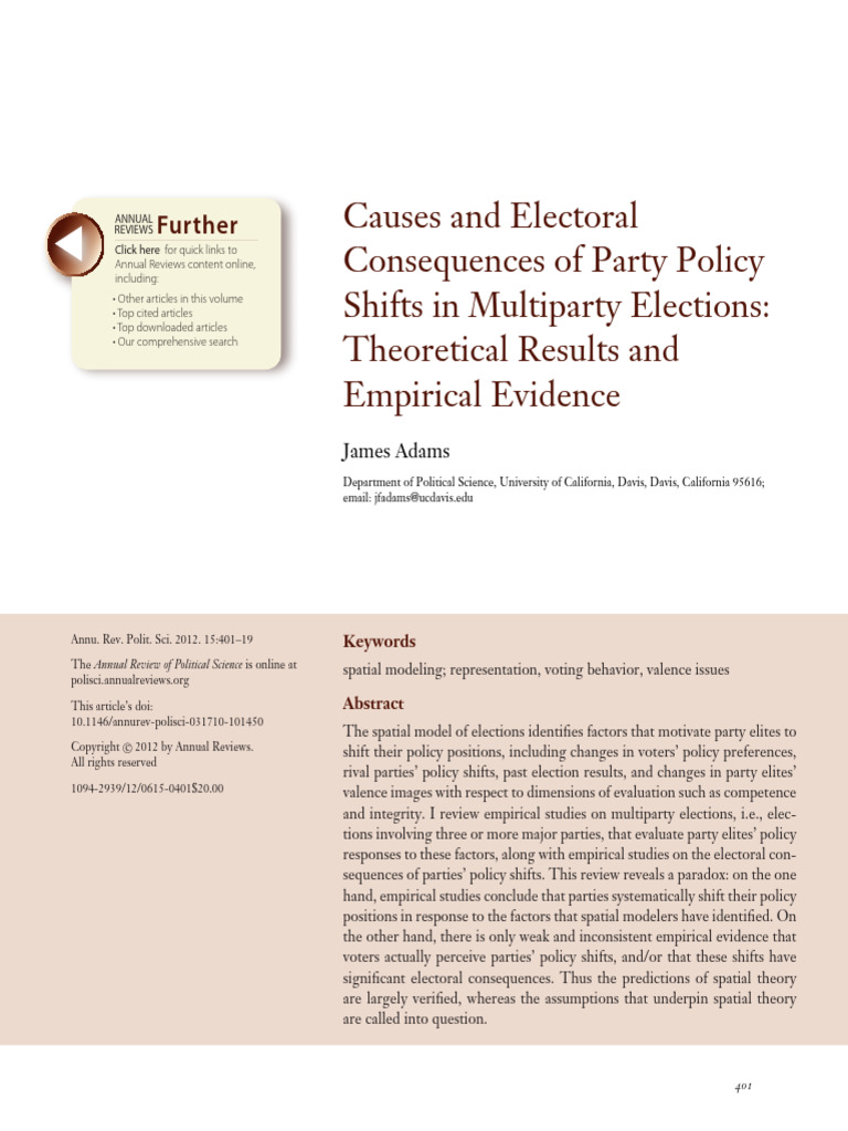 Causes and Electoral Consequences of Party Policy Shifts in Multiparty ...