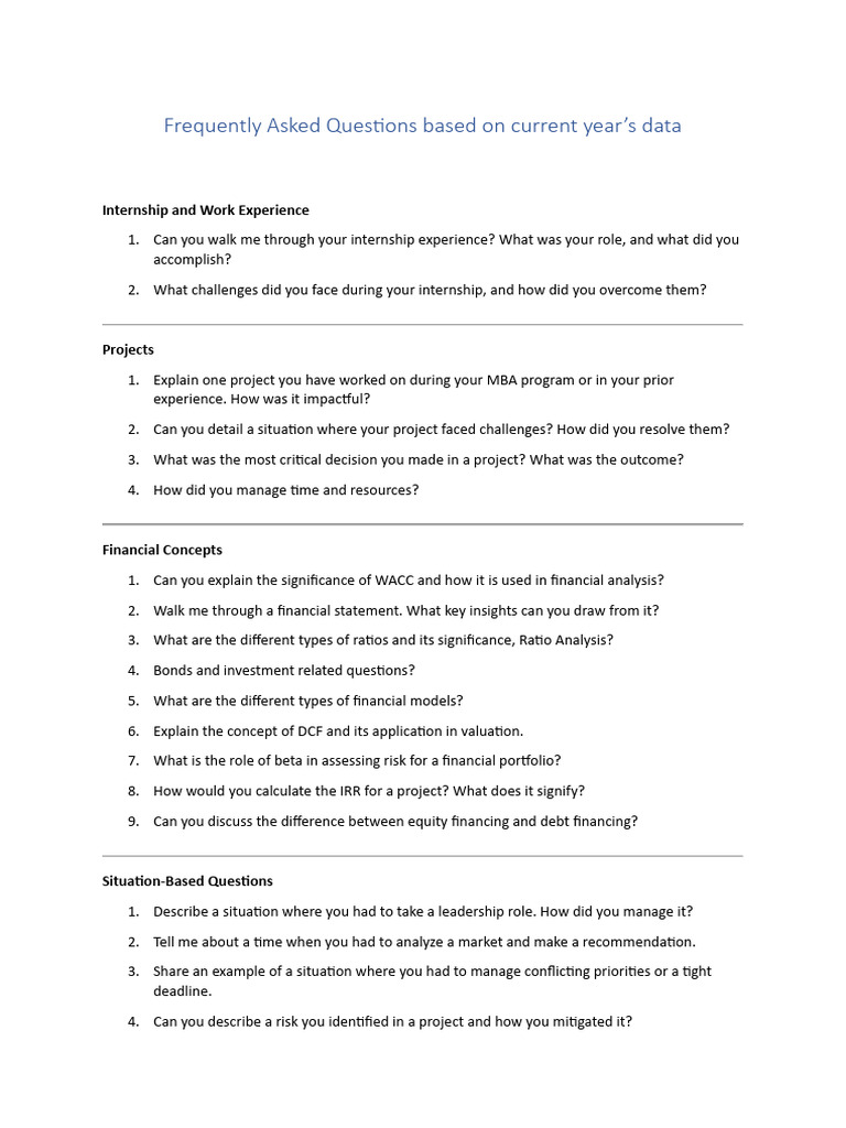 Frequently Asked Questions Based On Current Year's Data | PDF ...