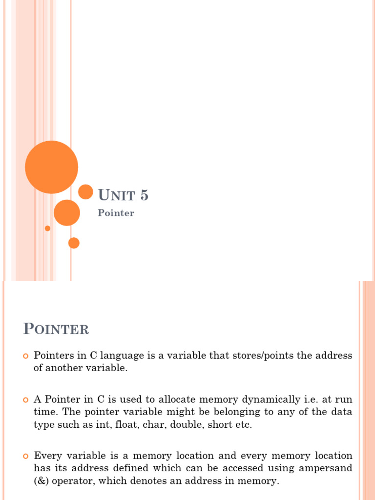 Unit 5 Cse22d Pointers Pdf Pointer Computer Programming