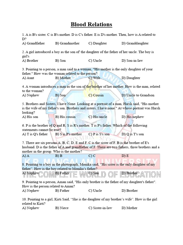 Blood Relations | PDF | Family | Interpersonal Relationships