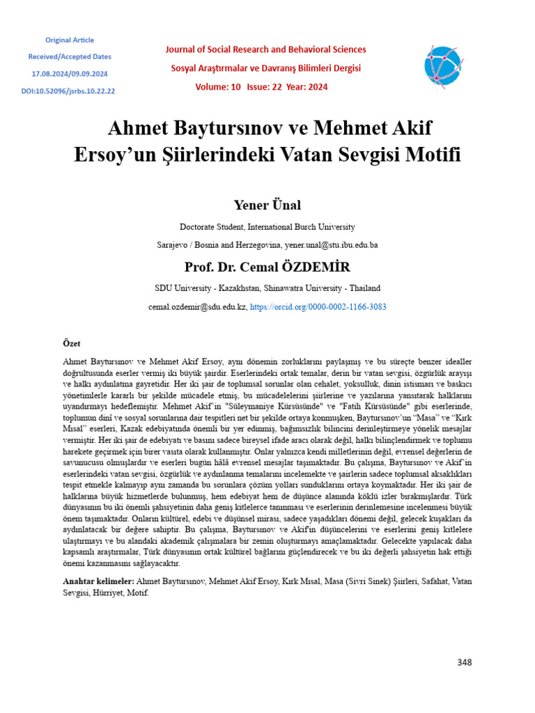 22.ahmet Baytursinov Ve Mehmet Akif Ersoy | PDF