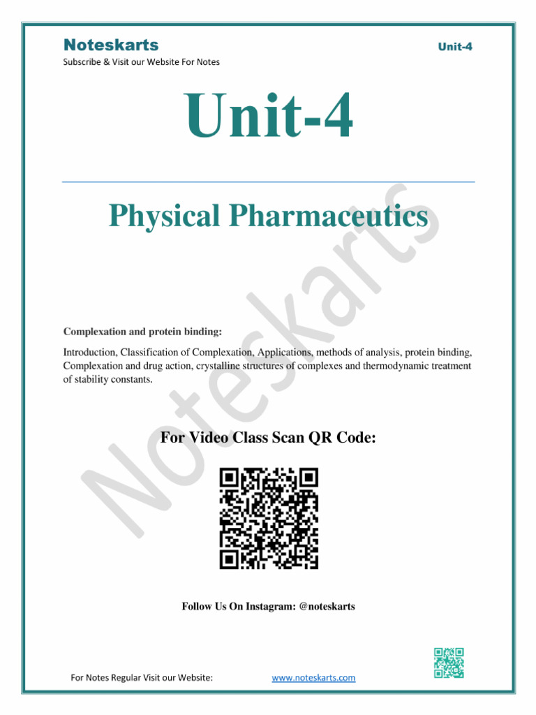 UNIT 4 B.pharma 3rd Sem Physical Pharmaceutics 1 by Noteskarts | PDF