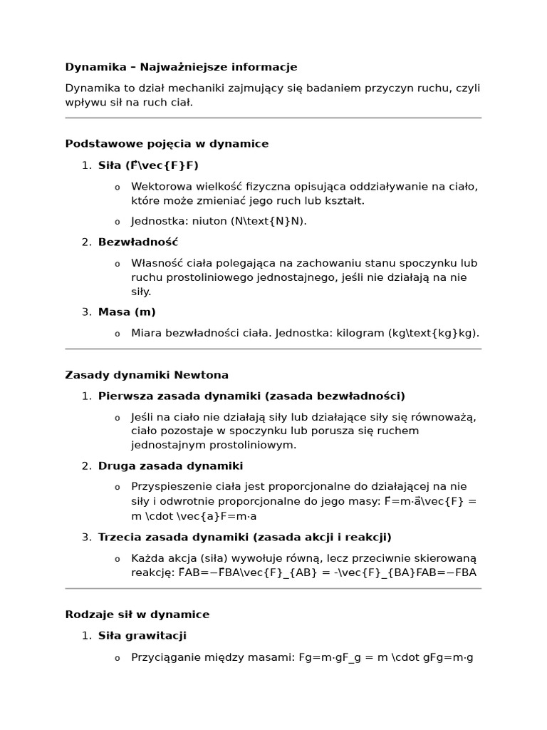 Dynamika | PDF