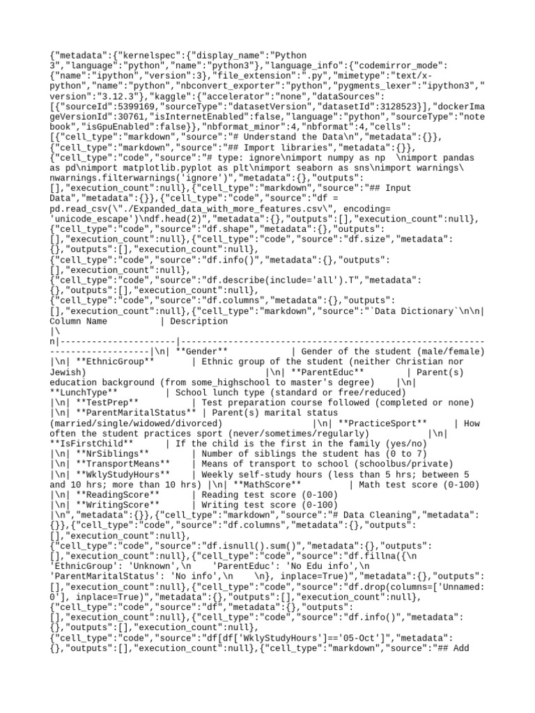 Students Exam Scores Analysis - Ipynb | PDF | Computer Programming | Computing
