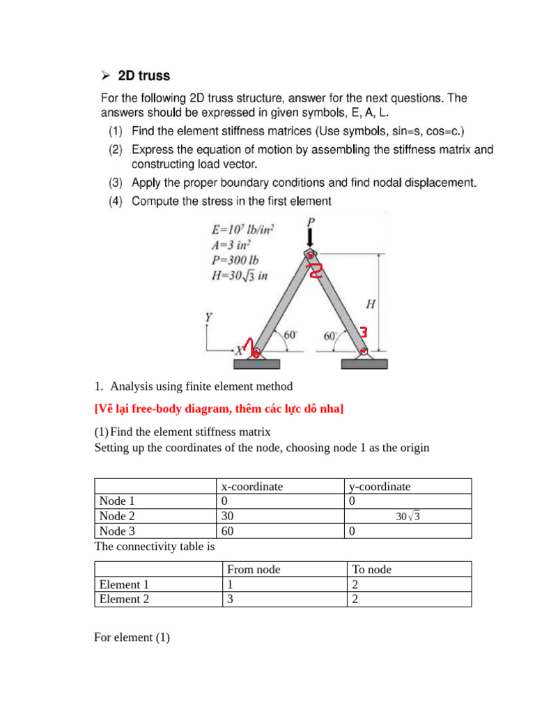 Finite Element Method Truss Analysis | PDF | Applied And Interdisciplinary Physics ...