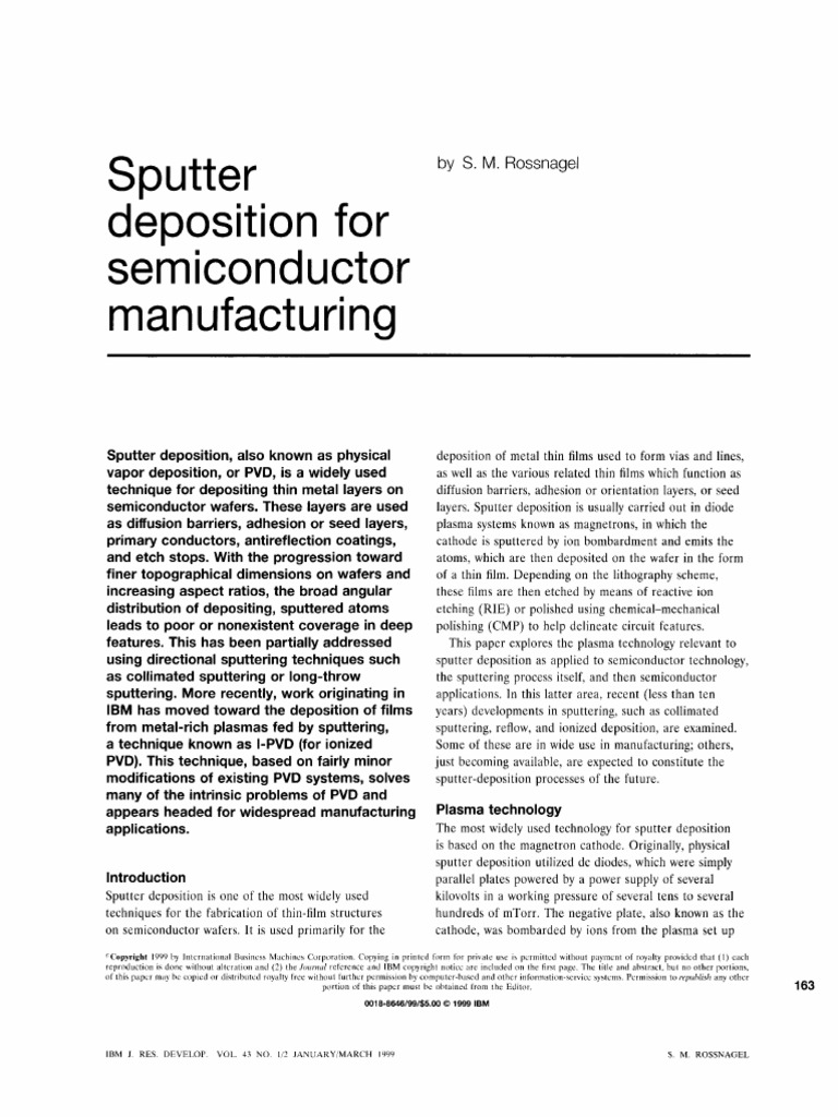 Sputter Deposition For Semiconductor Manufacturing | PDF | Sputtering | Electric Current