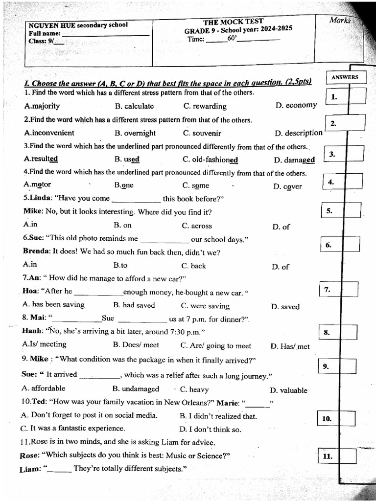 Ôn HK1- lớp 9 | PDF