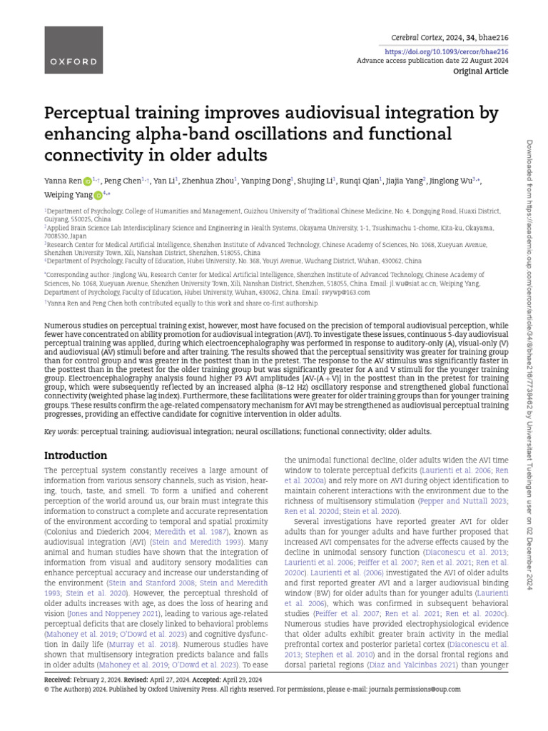 audiovisual integration | PDF | Perception | Neural Oscillation