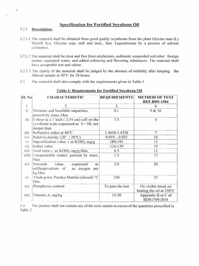 SOYBEAN OIL SPECIFICATIONS | PDF
