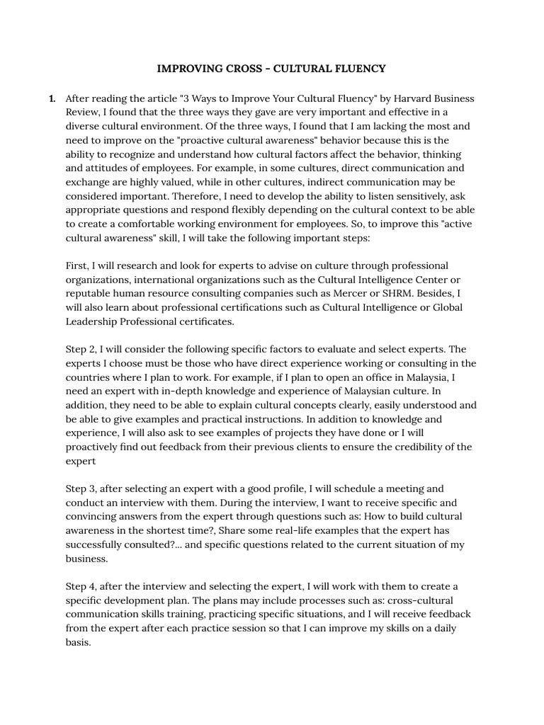 Improving Cross - Cultural Fluency. 449306 | PDF | Communication ...