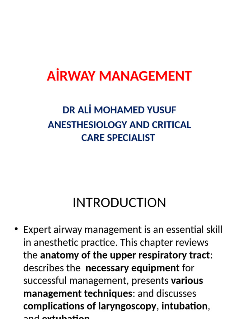 Airway MANAGEMENT | PDF | Clinical Medicine | Medical Specialties