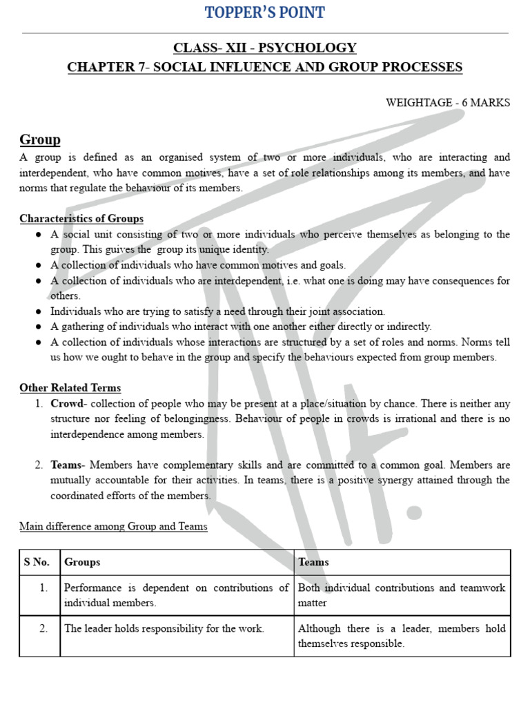 Social Influence in Group Dynamics | PDF | Behavior | Identity (Social ...