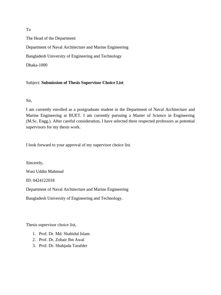 Thesis Supervisor Selection Request | PDF