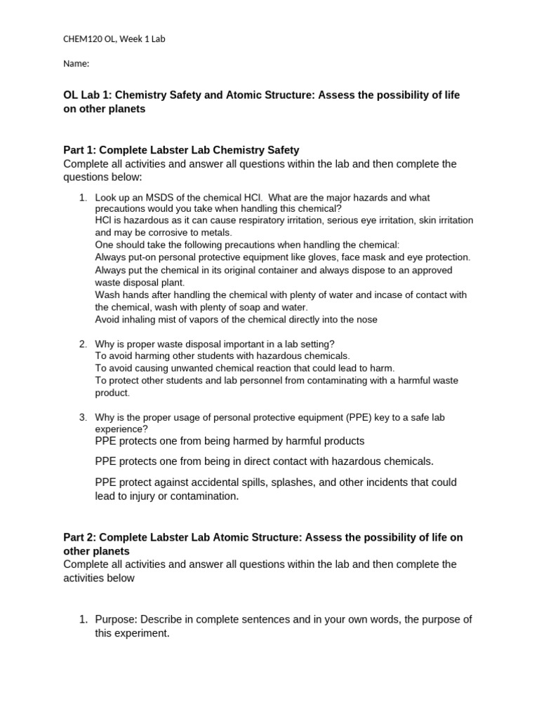 Chemistry Safety & Atomic Structure Lab | PDF | Atoms | Proton
