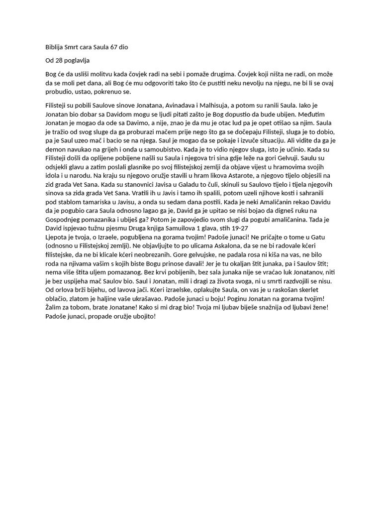 Biblija SMRT Cara Saula 67 Dio | PDF
