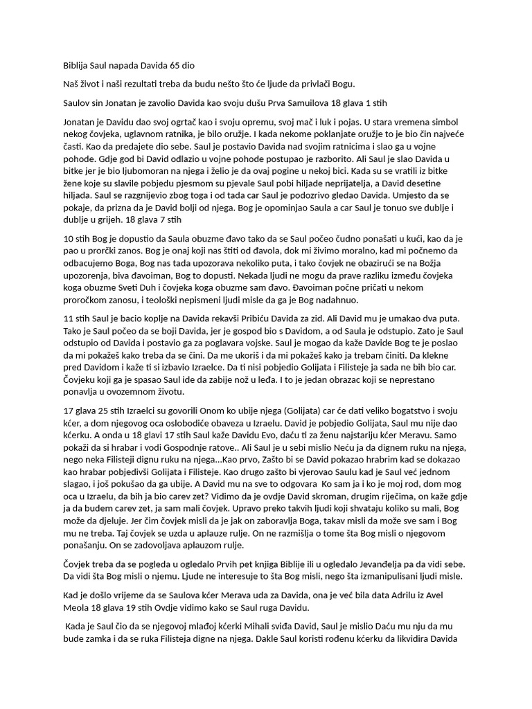 Biblija Saul napada Davida 65 dio | PDF