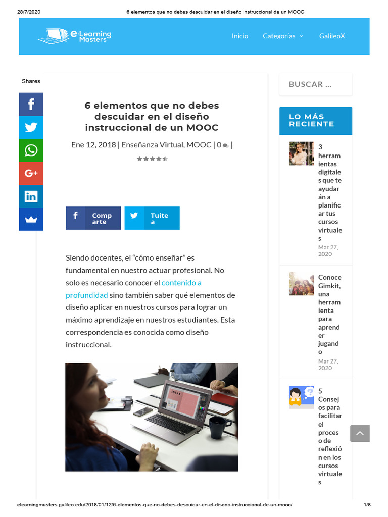 6 Elementos Que No Debes Descuidar en El Diseño Instruccional de Un MOOC | PDF | Diseño ...