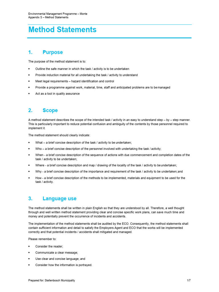 Appendix - S1 Method - Statments AE 01 2024 | PDF | Waste | Waste Management