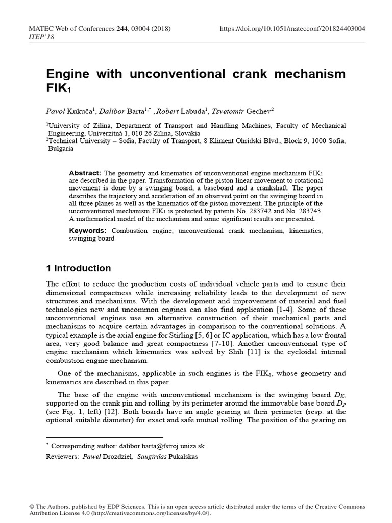 Engine With Unconventional Crank Mechanism FIK 1 | PDF | Kinematics ...