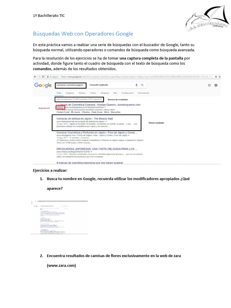 Ejercicios Busquedas Con Google | PDF