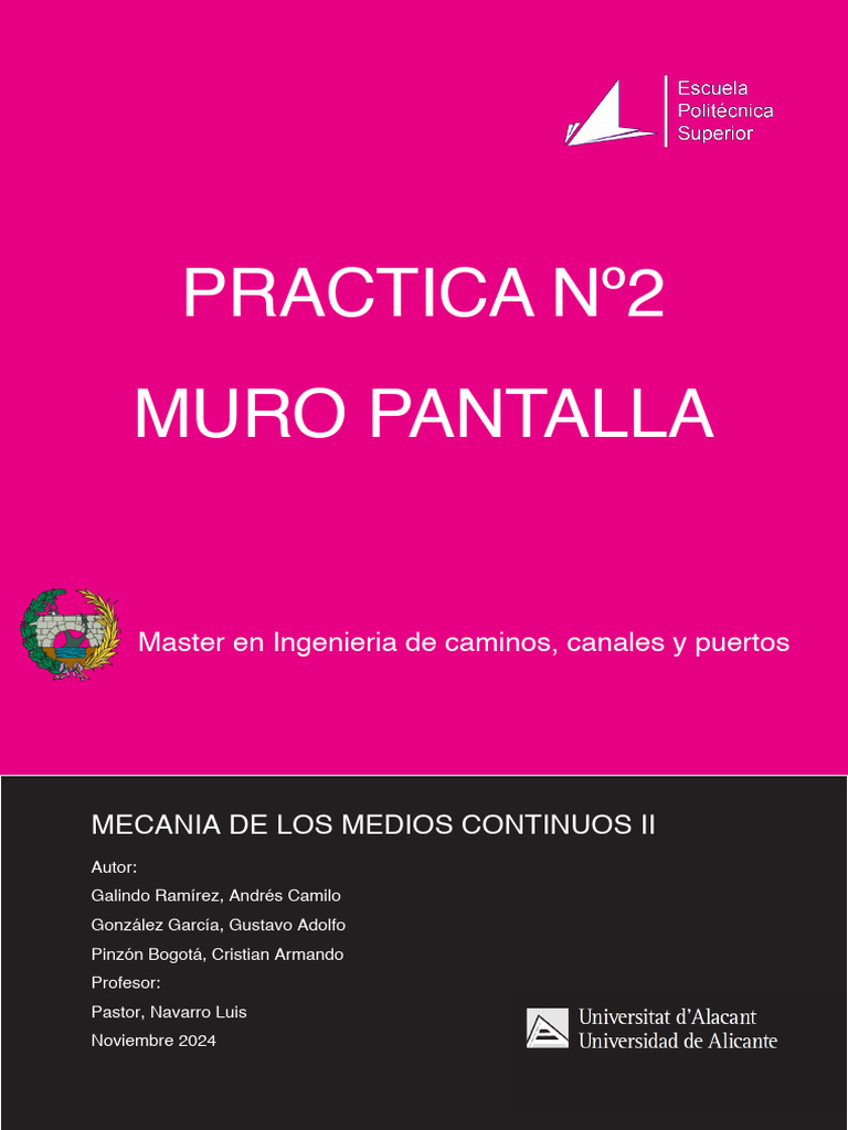 Practica 2 Muro Pantalla | PDF | Hormigón | Ingeniería mecánica