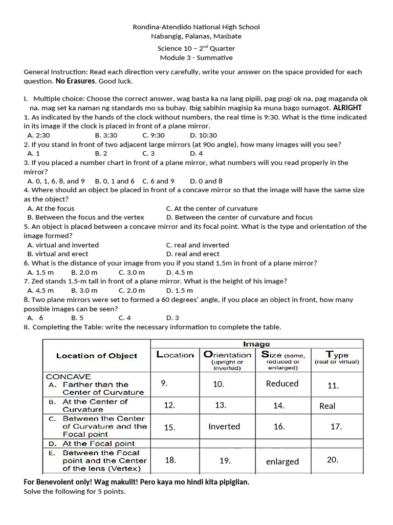 Science 10 - 2nd Quarter Module 3 Quiz | PDF | Electromagnetic ...