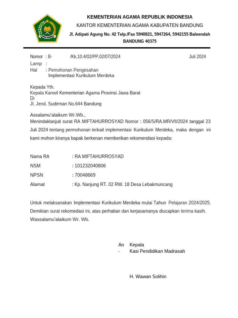 Contoh Surat Ikm | PDF