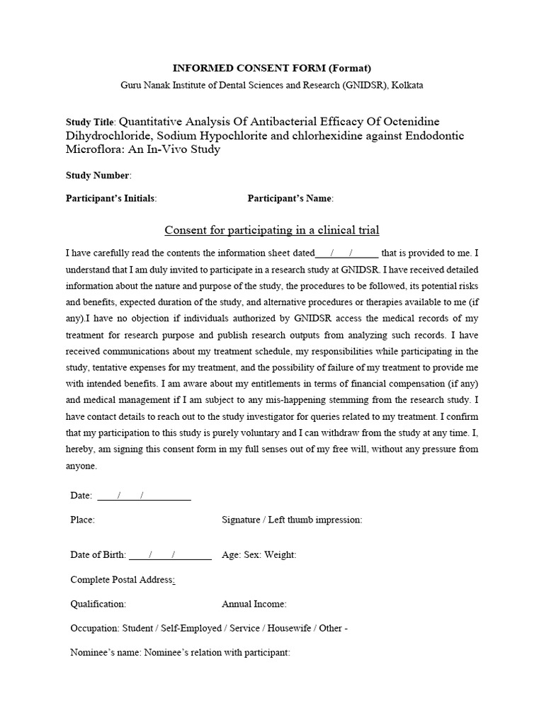 Consent form_Clinical Trial | PDF | Informed Consent | Clinical Trial