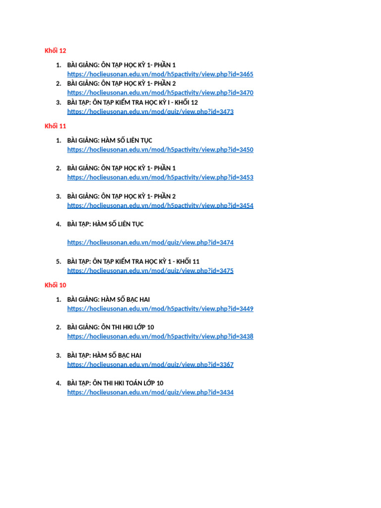 Link HLS Tháng 12 | PDF