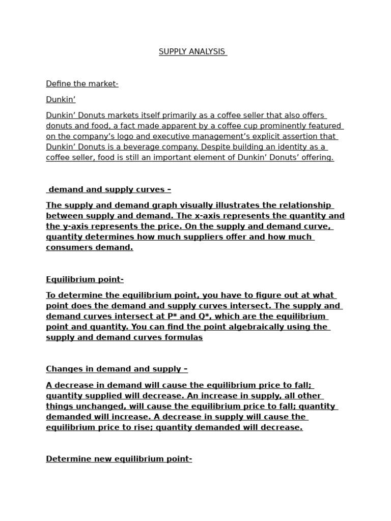 Dunkin' Supply and Demand Analysis | PDF