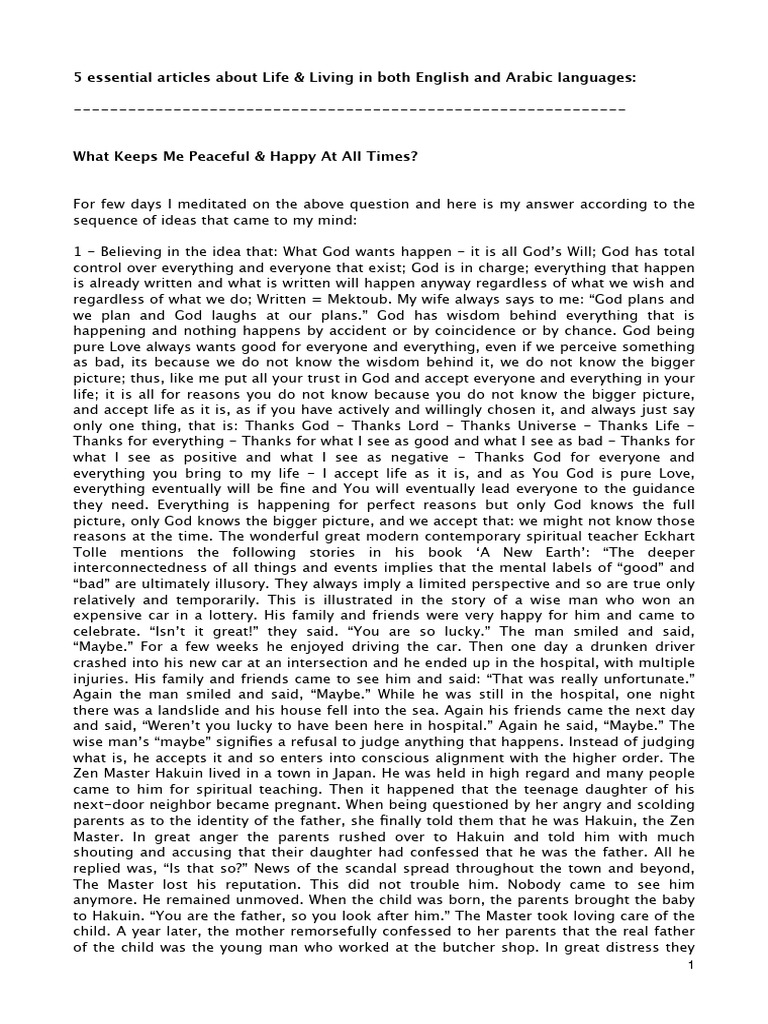 5 Essential Articles About Life and Living | PDF | Soul | Ātman (Hinduism)
