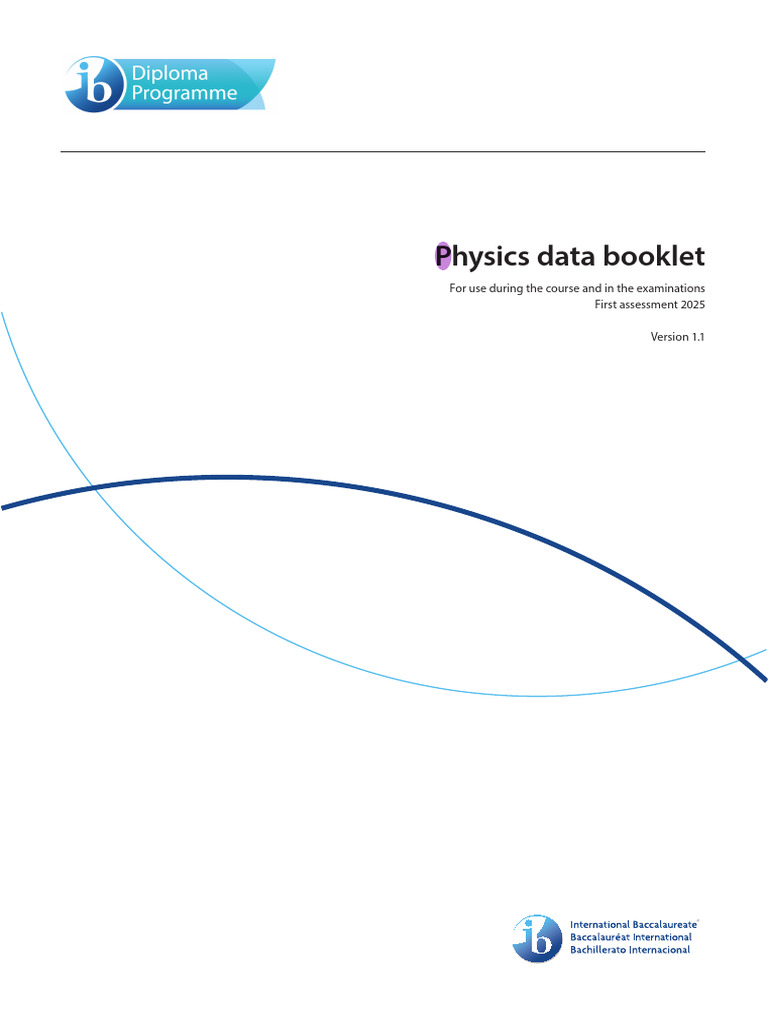 Physics Data Booklet (First Assessment 2025) | PDF | Electronvolt | Area