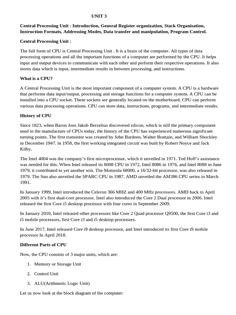 CO Unit 3-1 | PDF | Central Processing Unit | Multi Core Processor