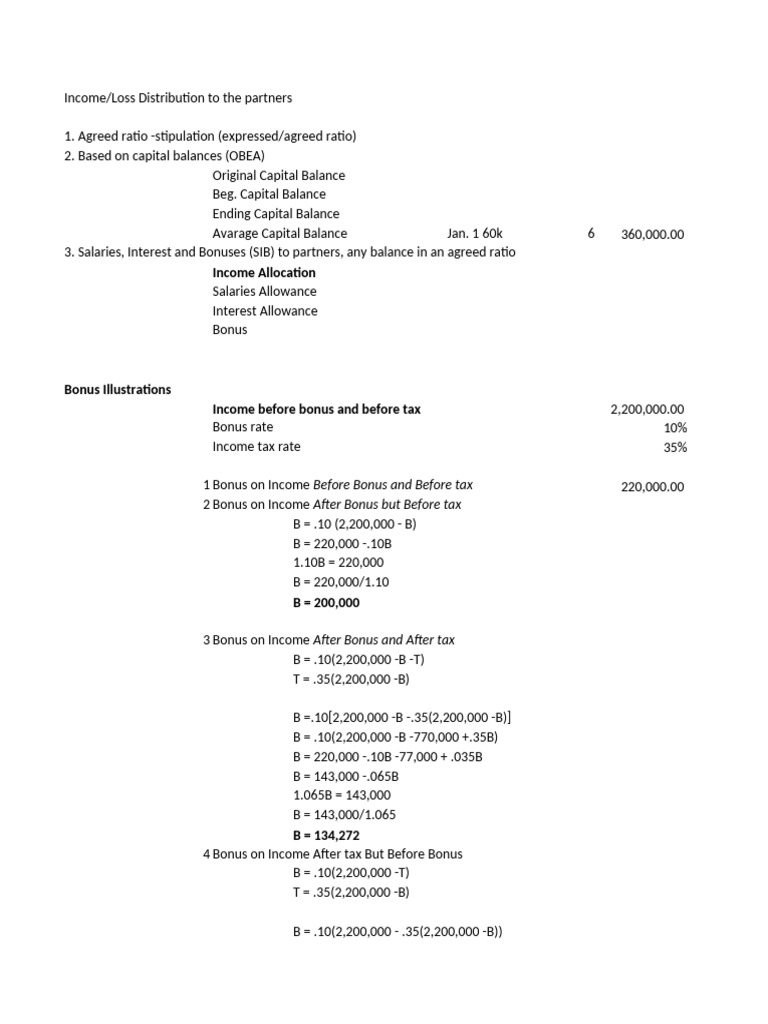 Partnership Operation Illustration Discussion | PDF | Wealth ...