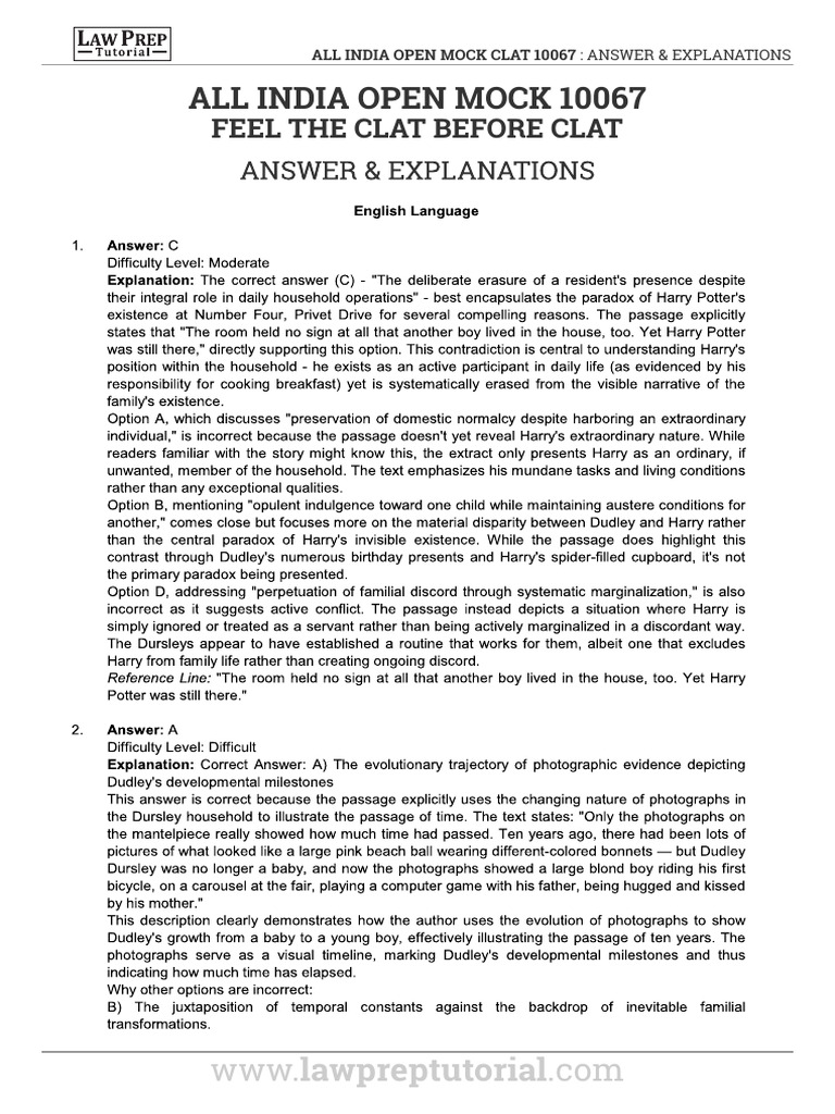 LPT Technoindia L Mock Answer Key | PDF