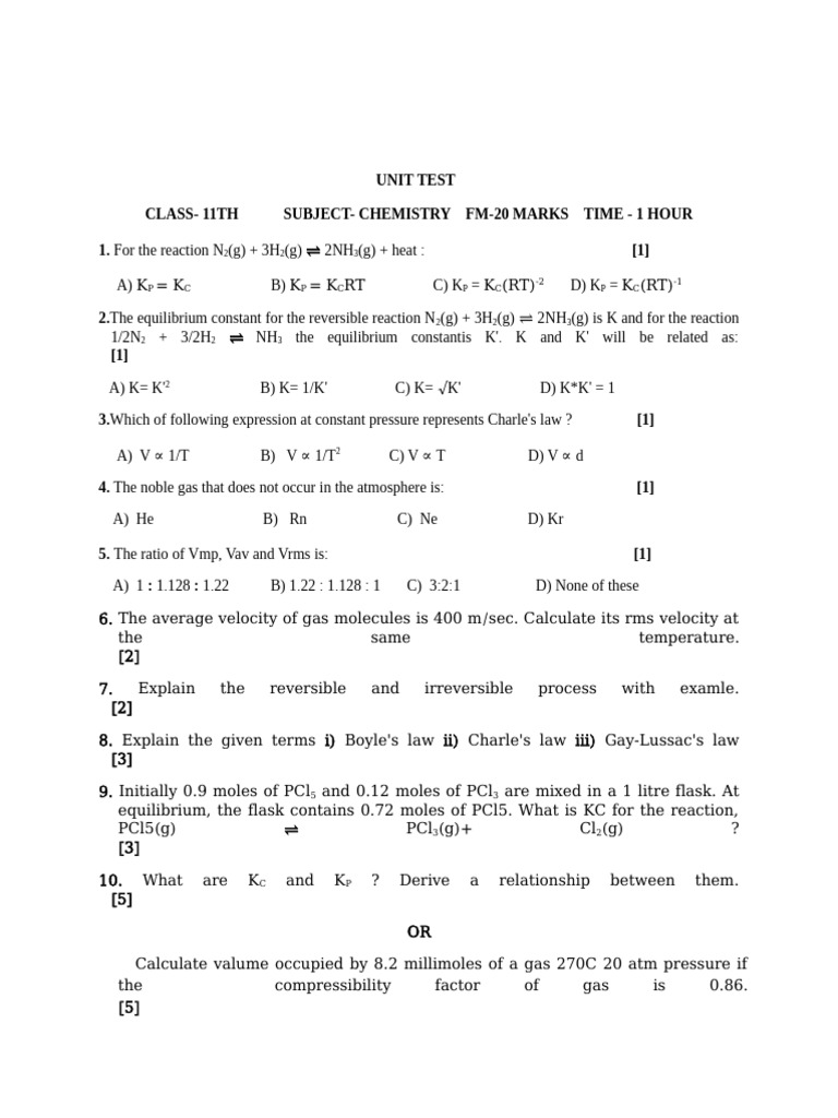11th Unit Test | PDF