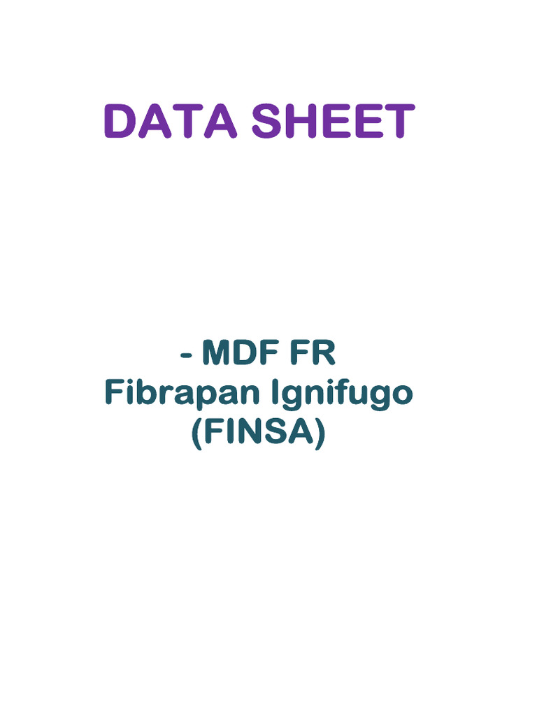 05 Data Sheet-Mdf Fr-Finsa Fibrapan Ignifugo | PDF | Physical Sciences ...