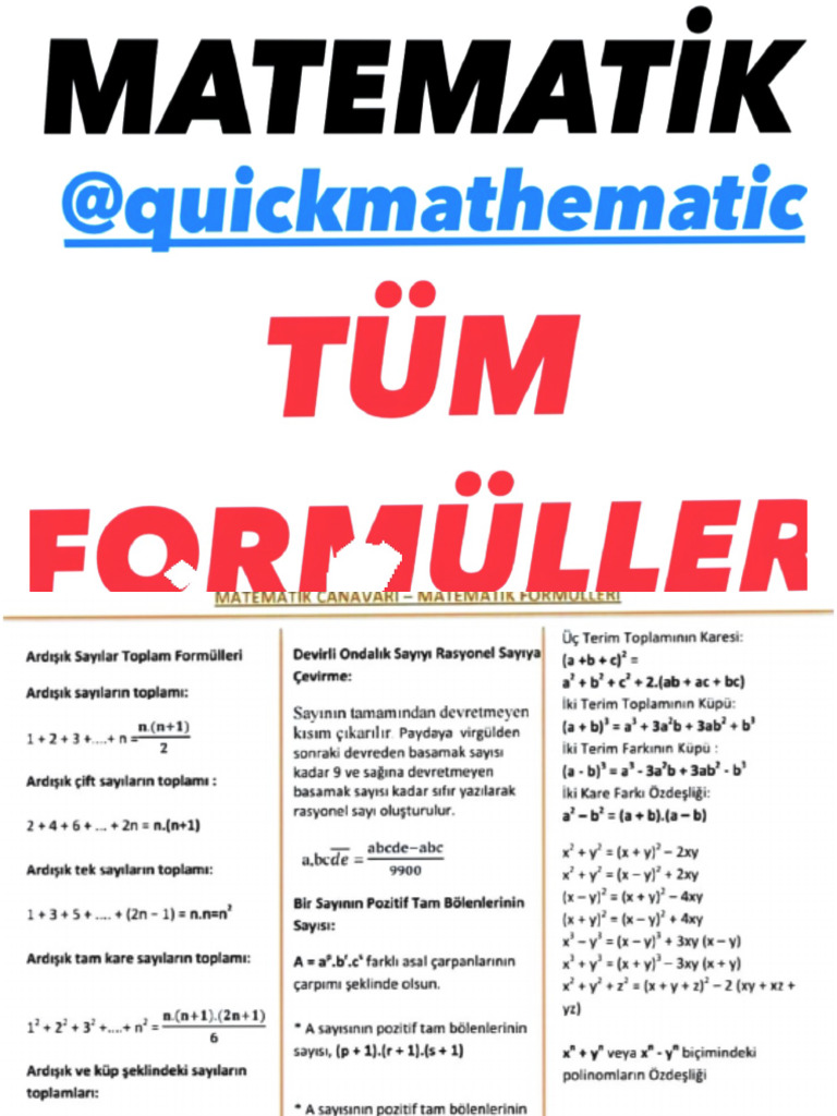 Tüm Matematik Förmülleri | PDF