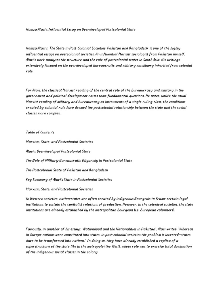 Hamza Alavi’s I | PDF | Marxism | Postcolonialism