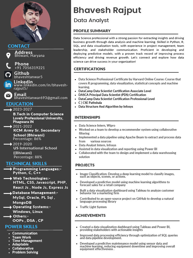 Bhavesh CV Resume | PDF | Data Science | Data